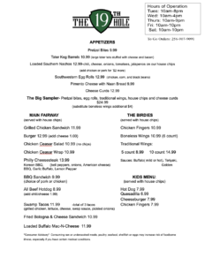 Menus – 19th Hole